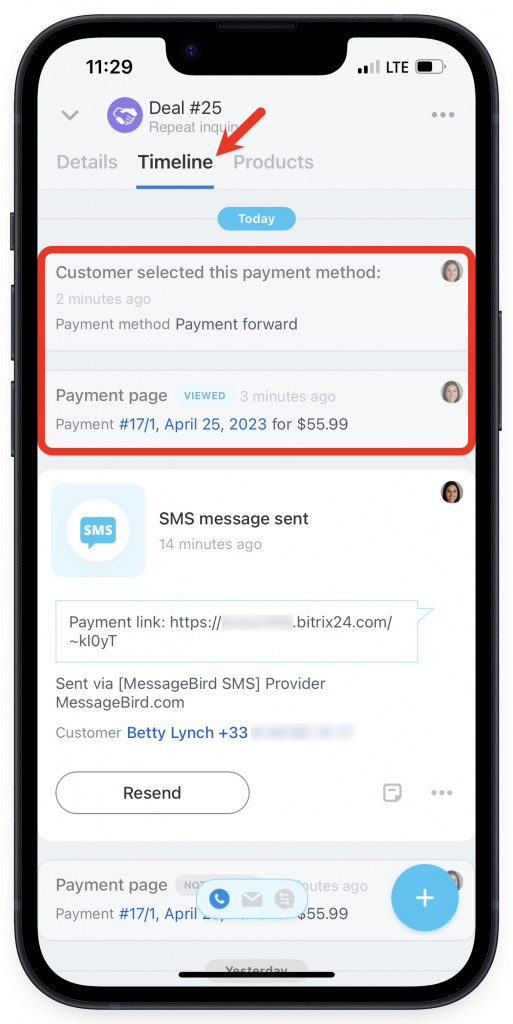 Accetta pagamenti nel CRM mobile