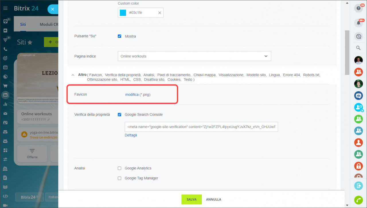 Favicon del sito web