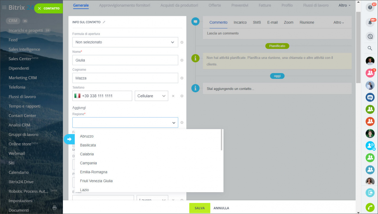 Nuova opzione di visualizzazione degli elenchi nel CRM